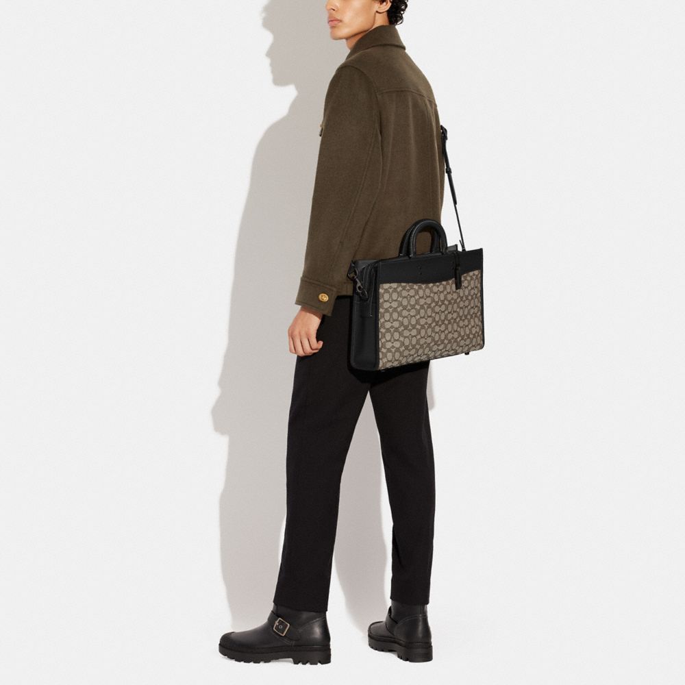 Coach Rogue Brief In Signature Textile Jacquard In Cocoa/black | ModeSens
