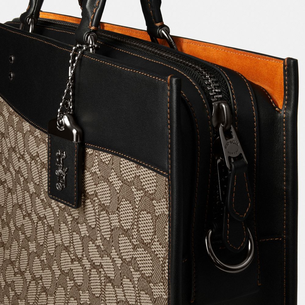 Coach Rogue Brief In Signature Textile Jacquard In Cocoa/black | ModeSens
