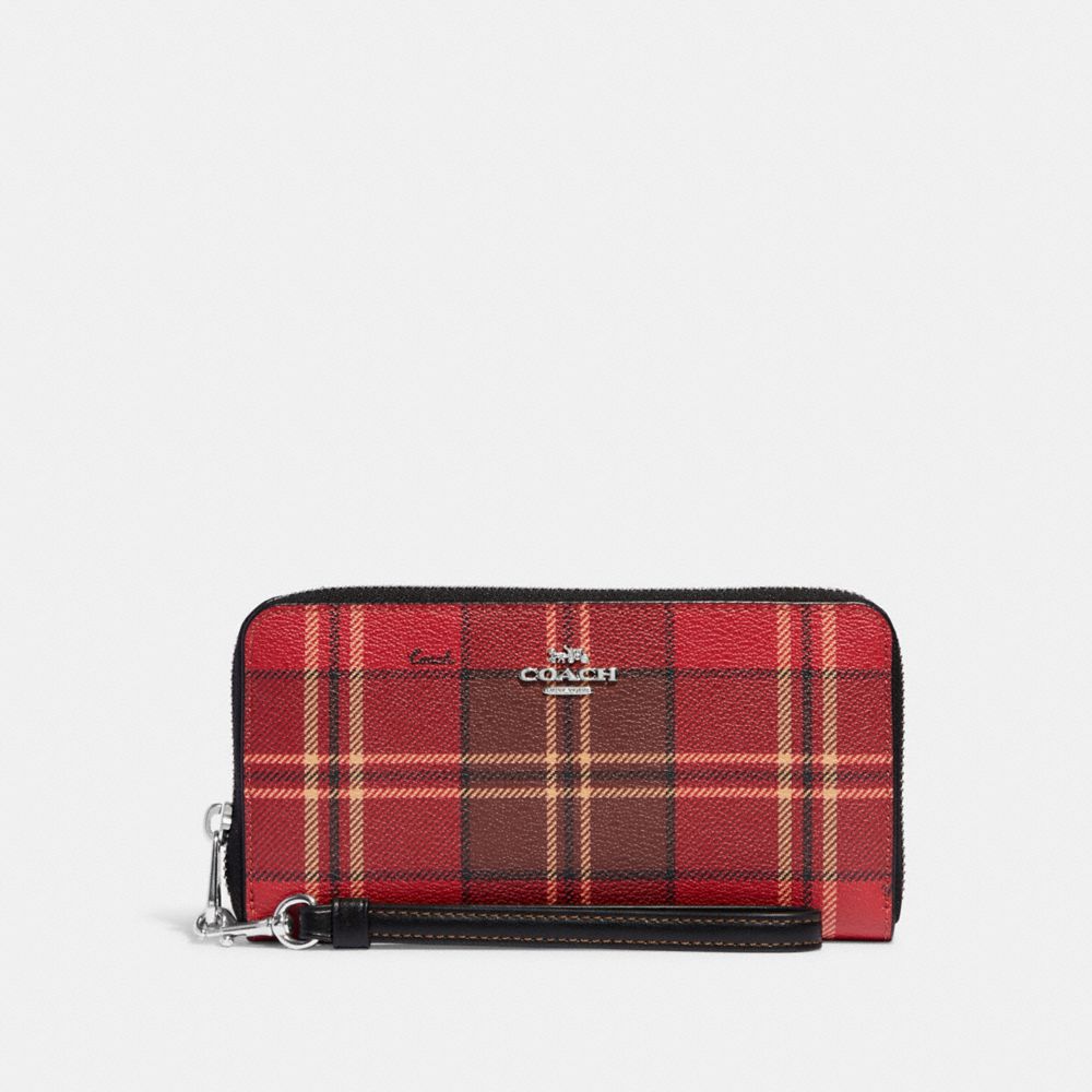 COACH® | Long Zip Around Wallet With Tartan Plaid Print