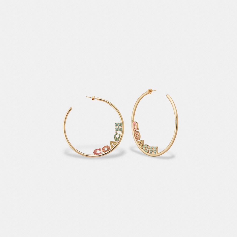 COACH® | Pavé Coach Medium Hoop Earrings