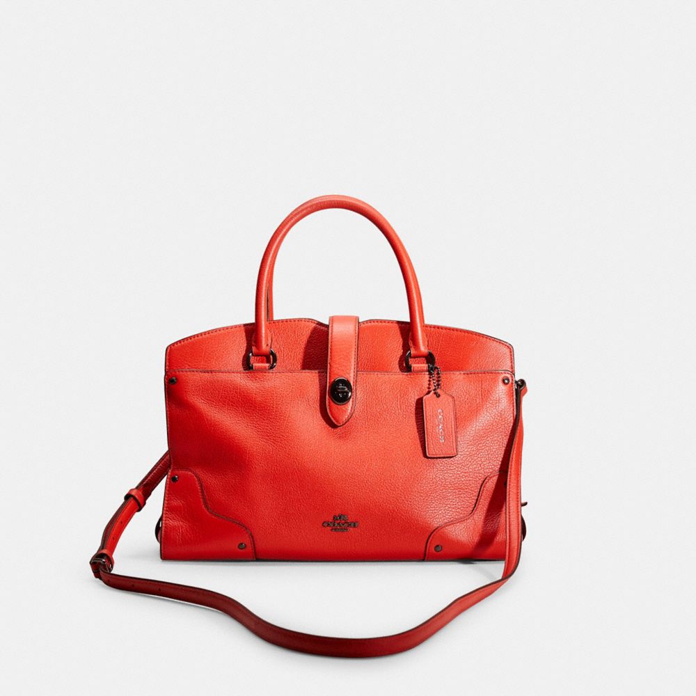 Coach Restored Mercer Satchel 30 In Dark Gunmetal/deep Coral | ModeSens