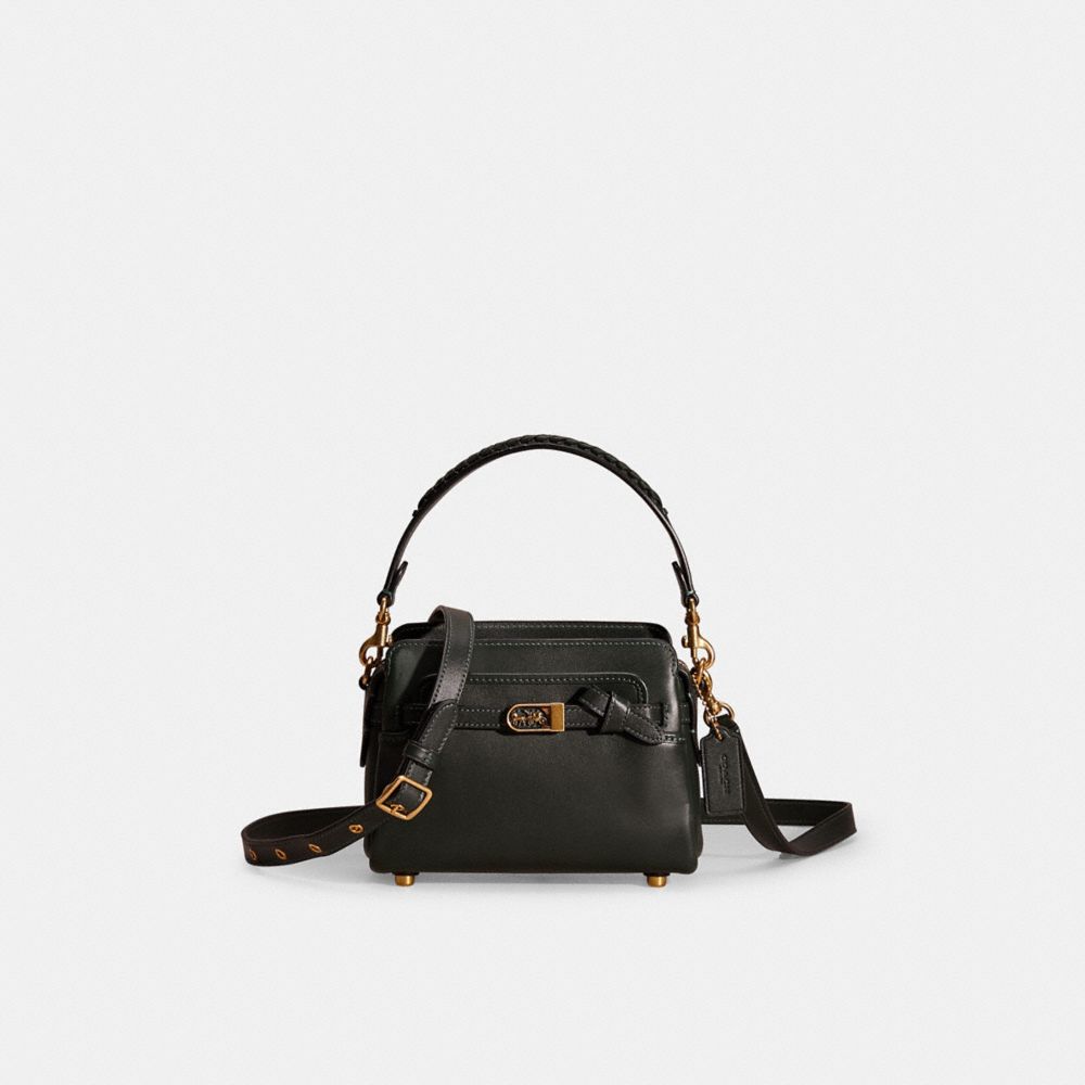 Coach Restored Tate 18 Crossbody With Whipstitch In Brass/amazon Green ...
