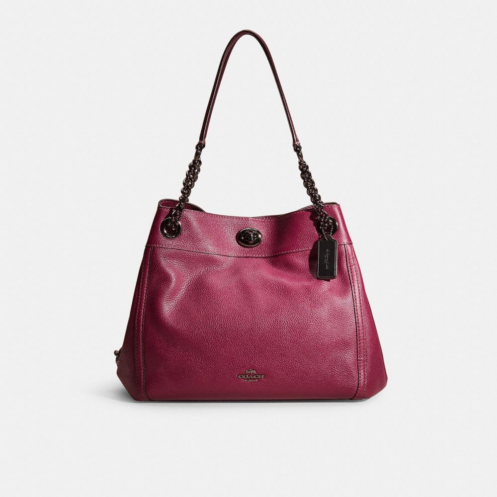 Coach Restored Turnlock Edie Shoulder Bag In Gunmetal/dark Berry | ModeSens