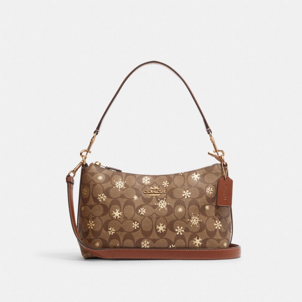 COACH® | Clara Shoulder Bag In Signature Canvas With Snowflake Print