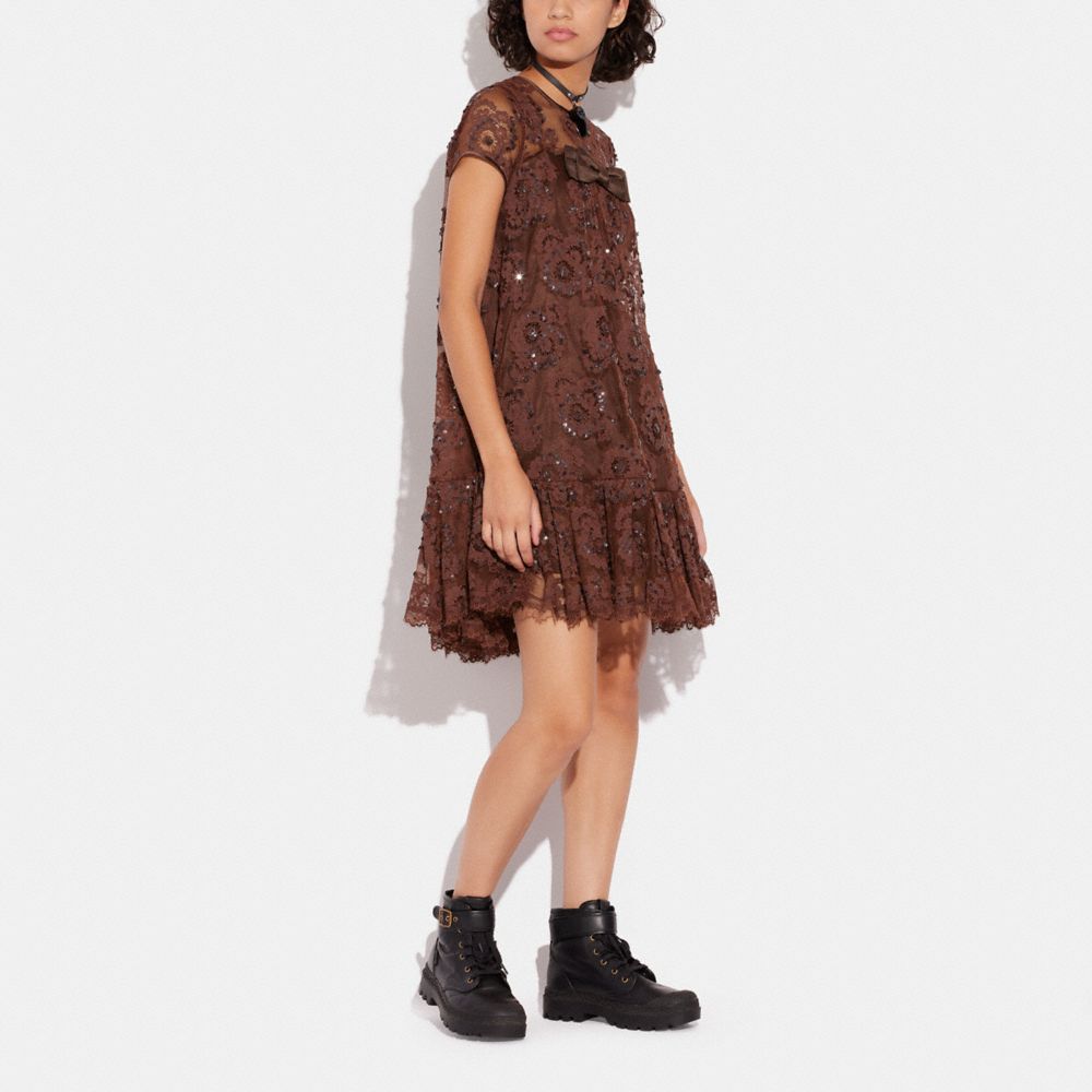 Short Sleeve Lace Dress | COACH®