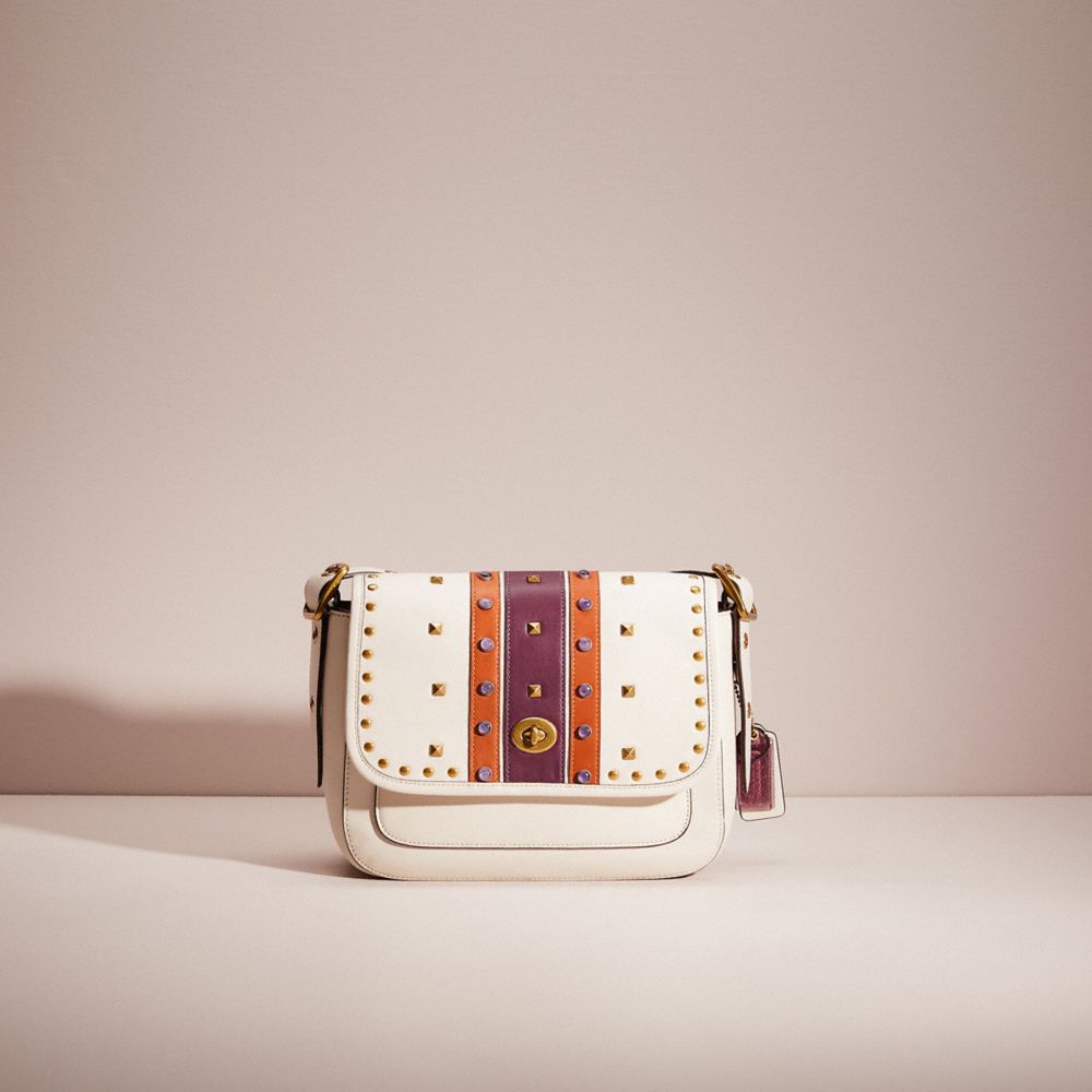 Coach Upcrafted Rambler Crossbody With Varsity Stripe In Brass/chalk ...