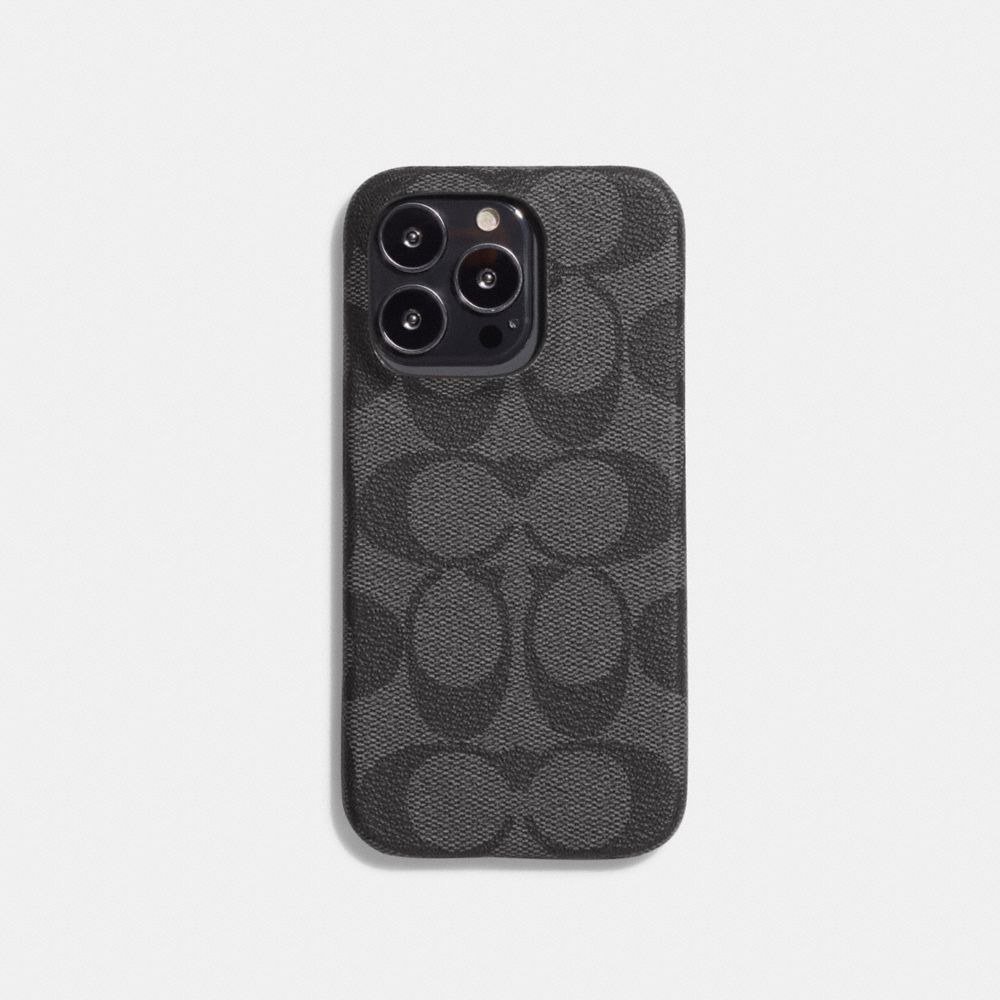 Coach Outlet Iphone 14 Pro Case In Signature Canvas In Grey | ModeSens