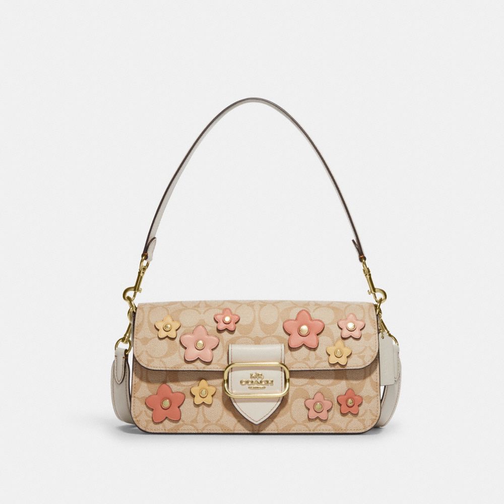 COACH® | Morgan Shoulder Bag In Signature Canvas With Floral Applique