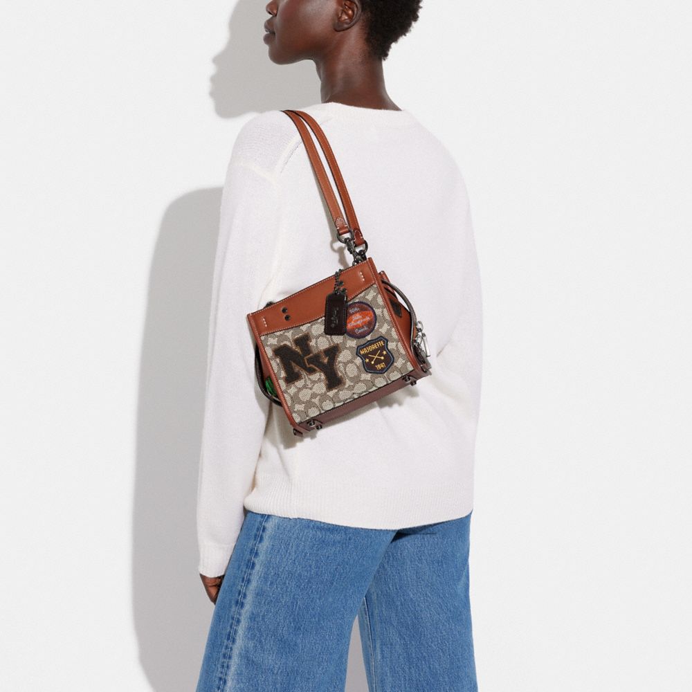 Coach Rogue 20 In Signature Textile Jacquard With Varsity Patches In ...