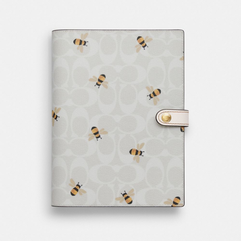 COACH® | Notebook In Signature Canvas With Bee Print