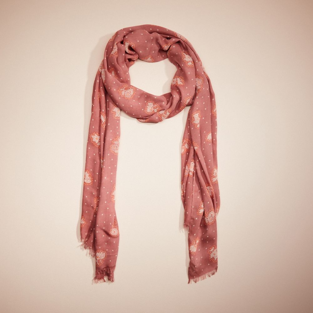 Coach Restored Desert Flower Print Oblong Scarf In Dusty Rose | ModeSens