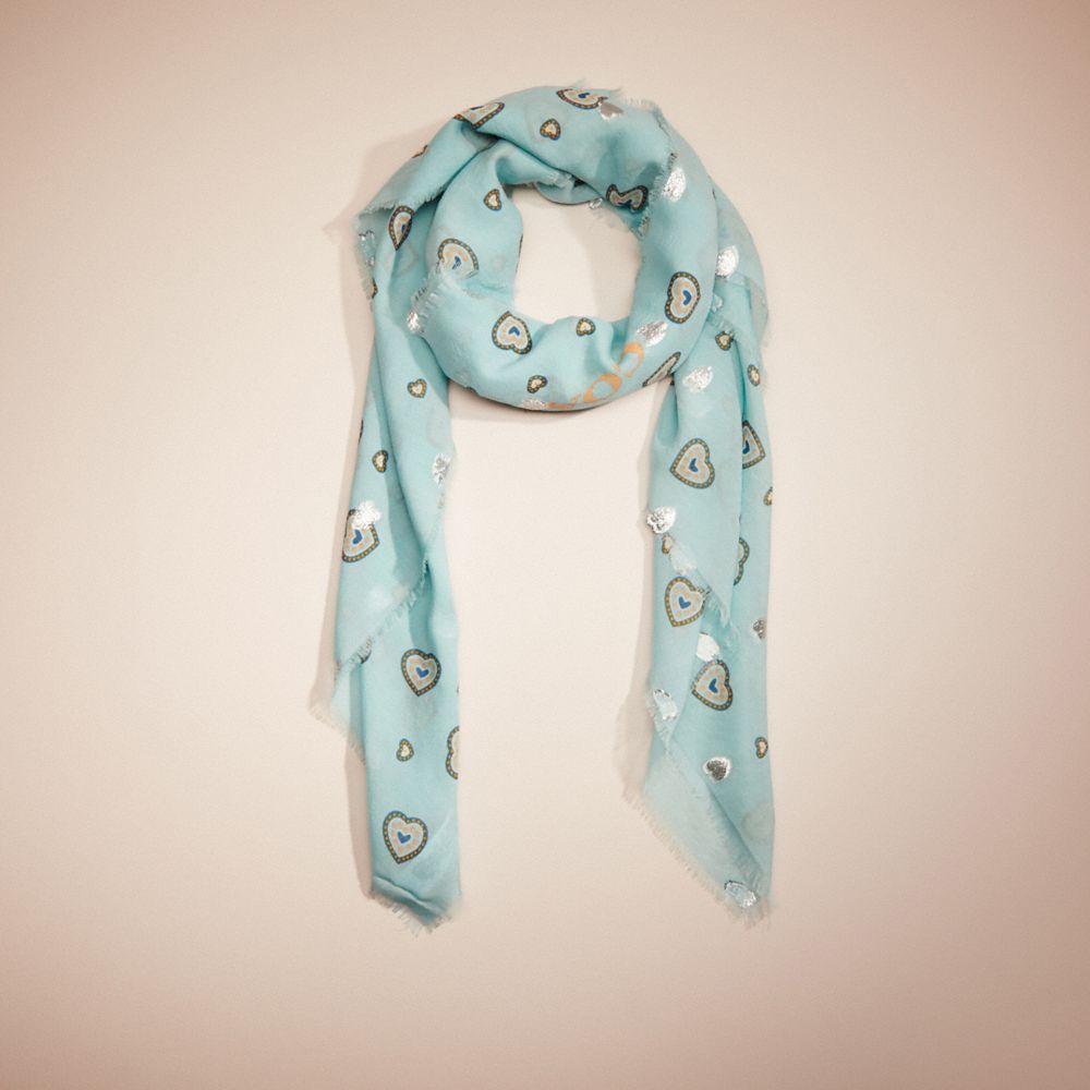 Restored Western Heart Print Oversized Square Scarf | COACH®