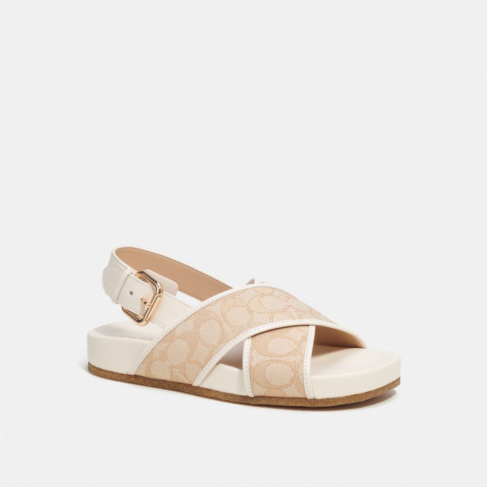 Coach Adora Sandal In Signature Jacquard In Beige | ModeSens