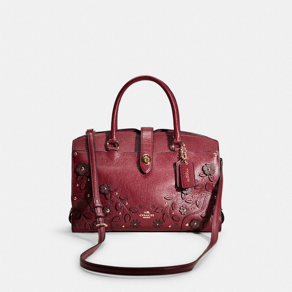 Coach Restored Mercer Satchel 30 With Tea Rose In Light Gold/burgundy | ModeSens
