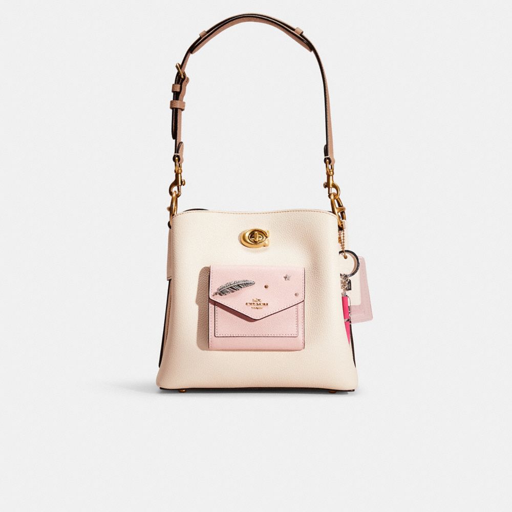 Coach Upcrafted Willow Bucket Bag In Colorblock In Brass/chalk Multi ...