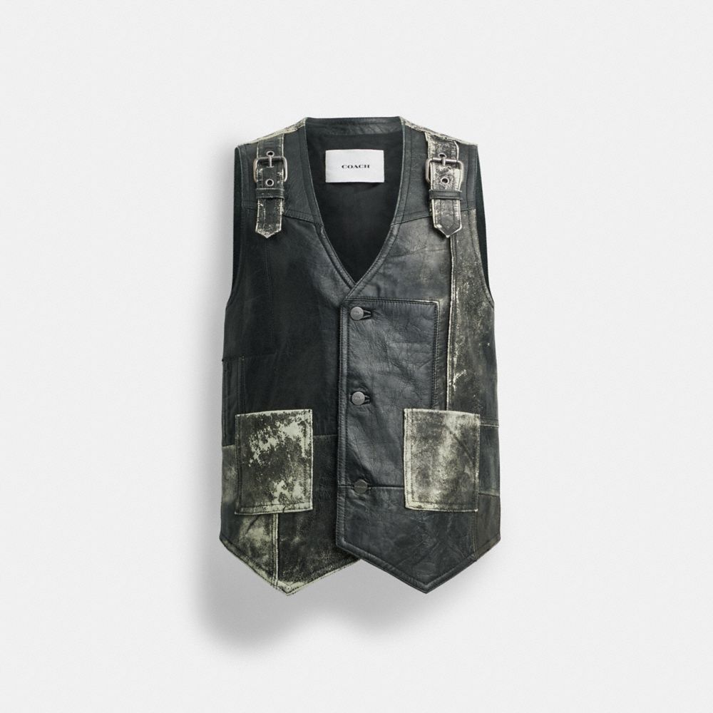 Coach Repurposed Leather Vest | ModeSens