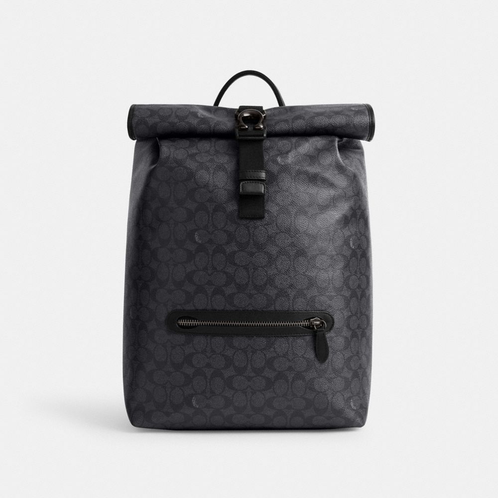 Coach Beck Roll Top Backpack In Signature Canvas In Charcoal | ModeSens