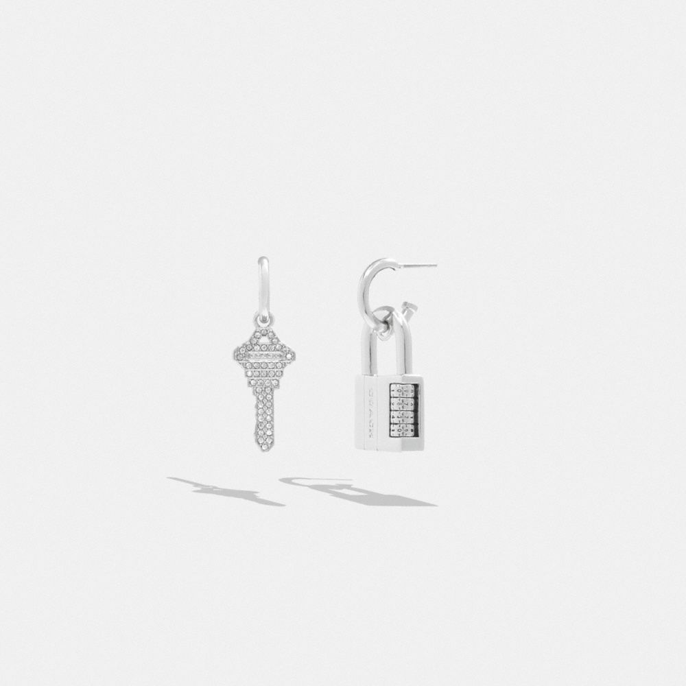 Coach Lock And Key Mismatch Huggie Earrings In Silver | ModeSens