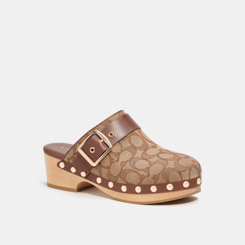 Coach Outlet Faryn Clog In Signature Jacquard In Brown | ModeSens