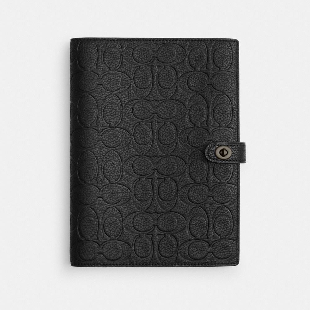 Coach Notebook In Signature Leather In Black | ModeSens