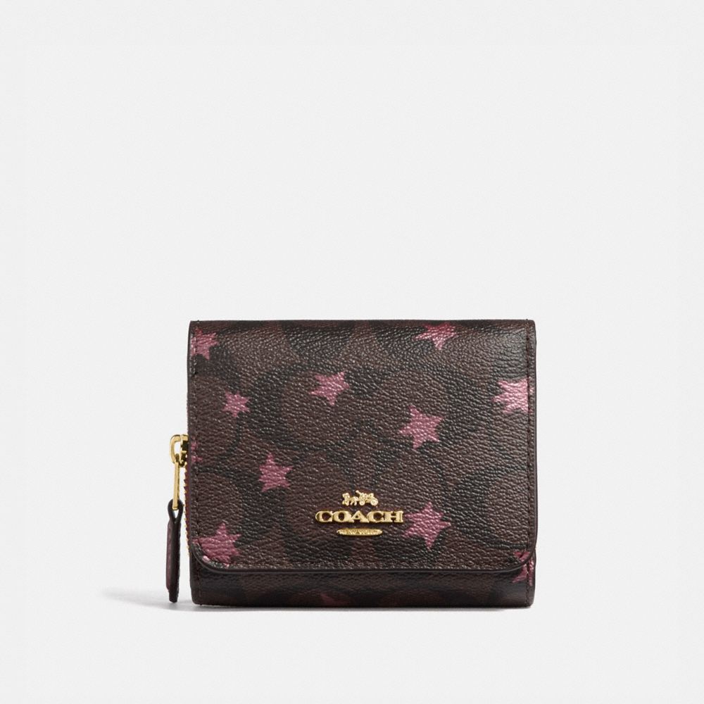 COACH® Outlet | Small Trifold Wallet In Signature Canvas With Pop Star ...