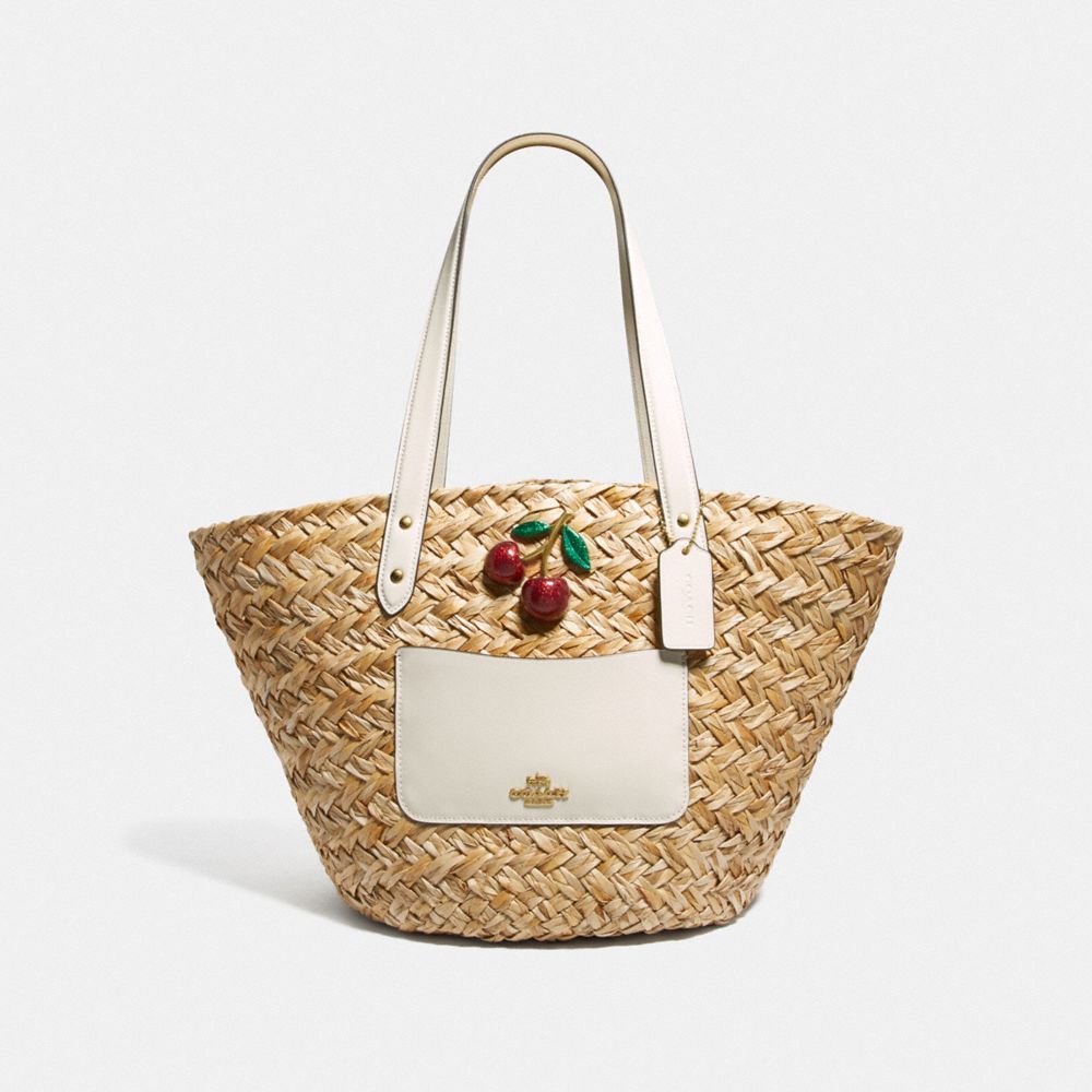 COACH® Outlet | Straw Basket Tote With Cherry