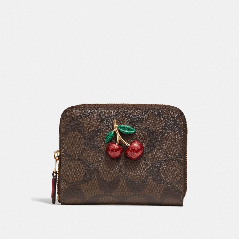 COACH® Outlet | Small Zip Around Wallet In Signature Canvas With Fruit