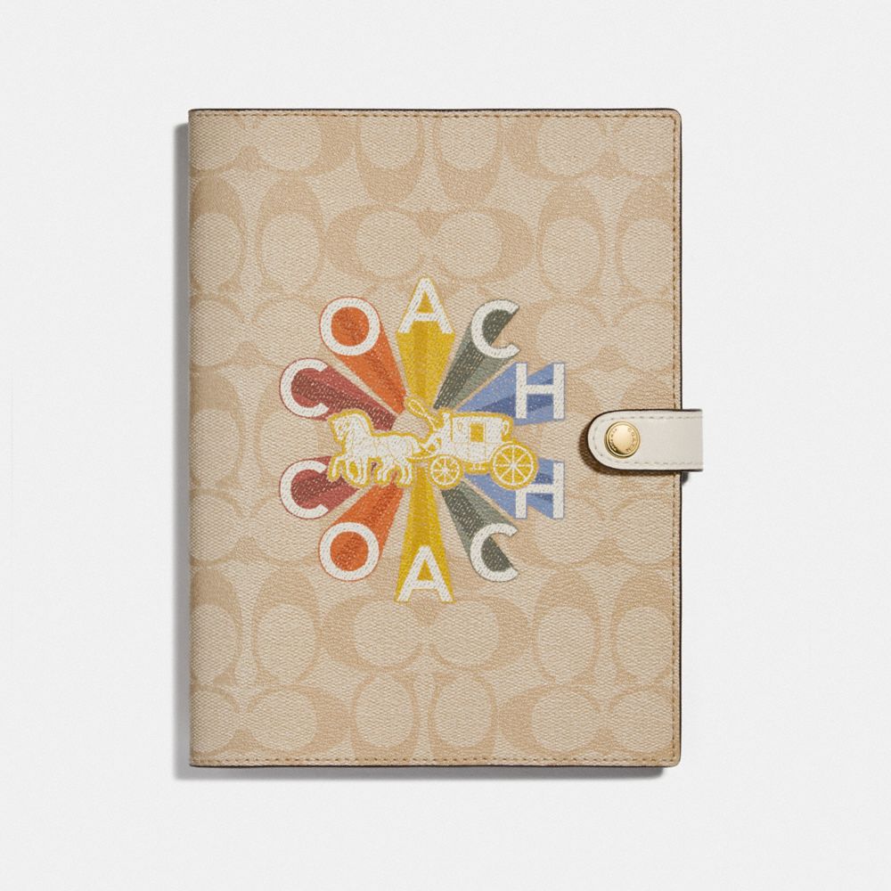 COACH® Outlet | Notebook In Signature Canvas With Coach Radial Rainbow