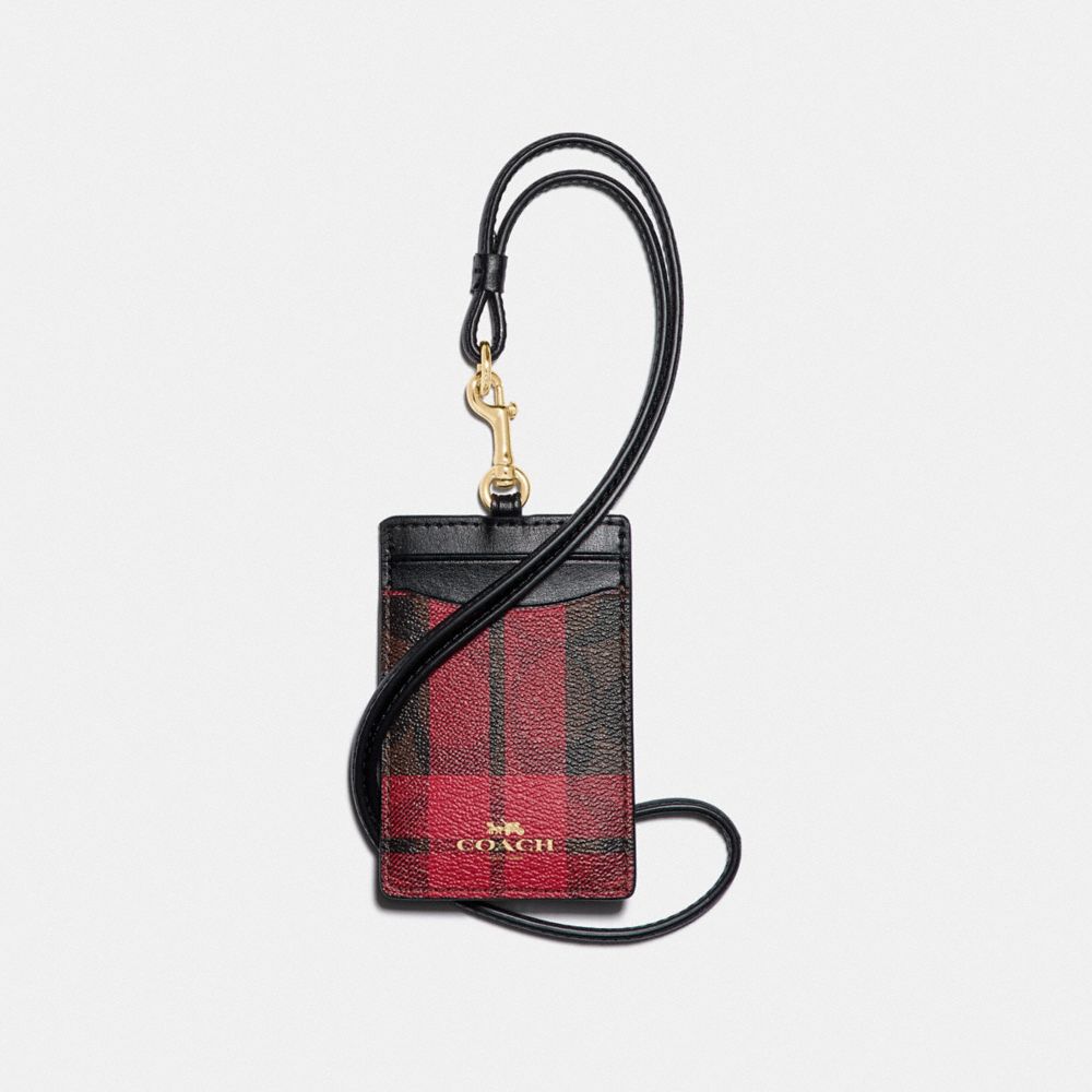 COACH® Outlet | Id Lanyard In Signature Canvas With Field Plaid Print