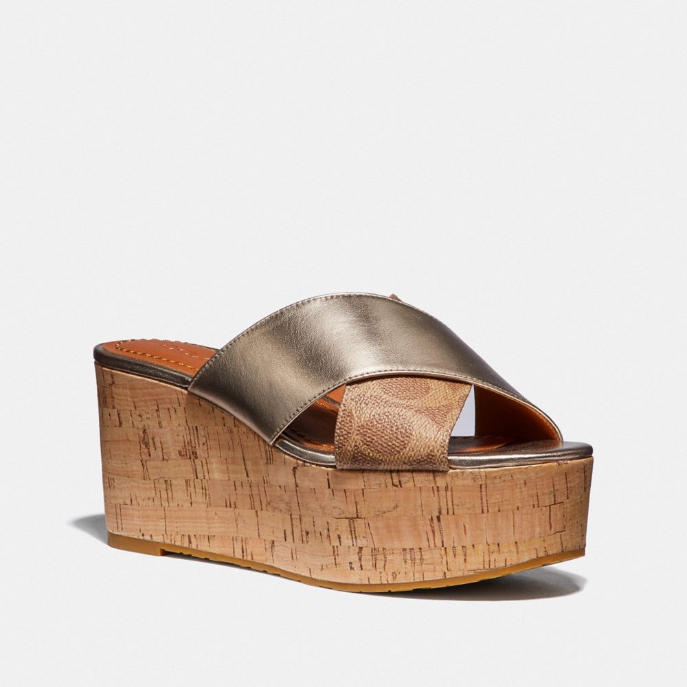 COACH® | Cross Band Slide Wedge Sandal
