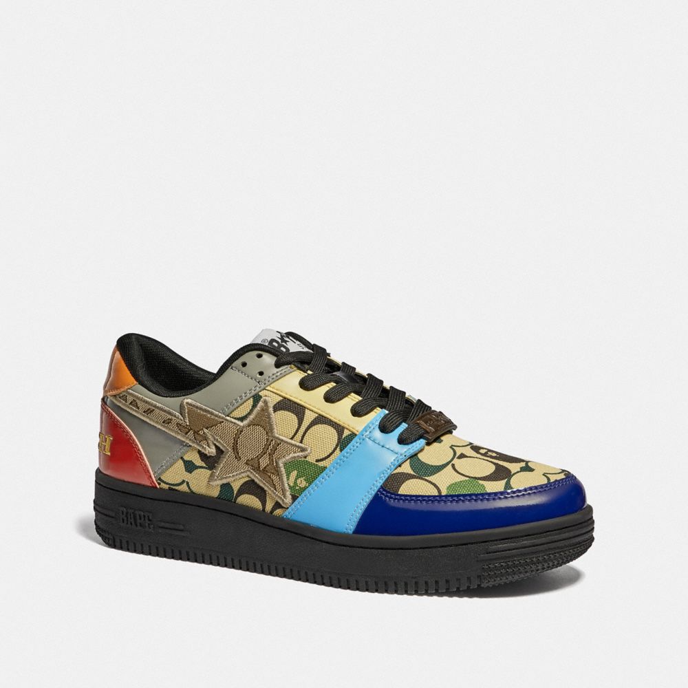 COACH®: Bape X Coach Bapesta Sneaker With Sta Motif In Signature Canvas With Ape Head